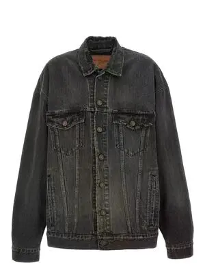 Balenciaga Distressed Denim Jacket - Grey
