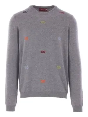 Gucci Gg Intarsia Cashmere Sweater - Cool Iron
