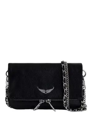 Zadig&Voltaire Grained Leather Clutch With Chains - Black