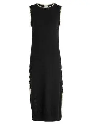 Varley Dwight Open-knit Midi Dress - Black