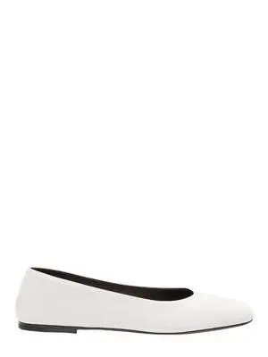 THE ROW Square Grained-Leather Ballet Flats
