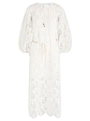 Zimmermann Coco Guipure-lace Midi Dress - Ivory