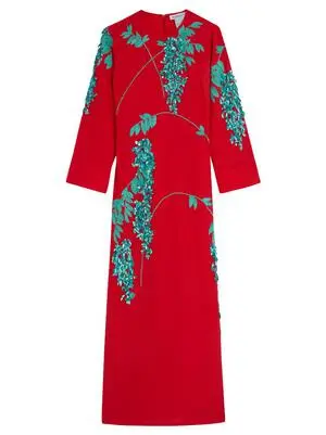 BERNADETTE Harry Embroidered Silk Maxi Dress
