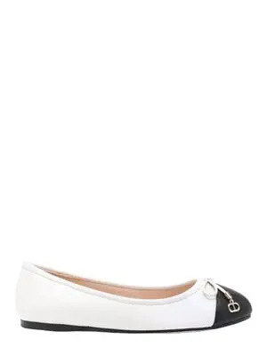 TWINSET Bow-detailed Two-tone Ballerina Shoes - White
