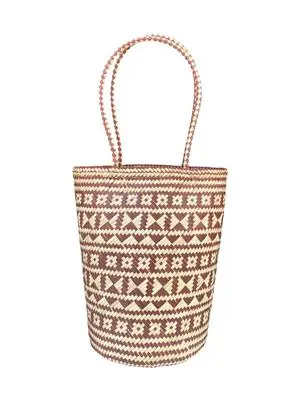 THE ARTISAN & COMPANY Palm Leaf Shopper Market Tote - Natural/rust