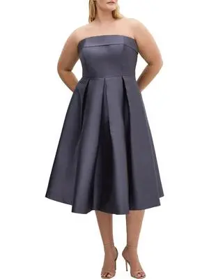 City Chic Tiffany Strapless Fit & Flare Dress - Platinum