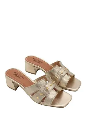 BOTTERO Studded Leather Slide Sandal - Dourado
