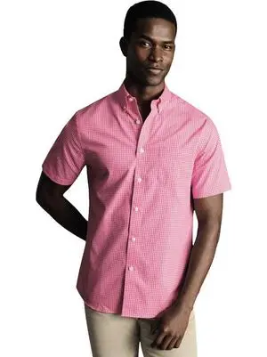 CHARLES TYRWHITT Non-iron Stretch Check Short Sleeve Shirt