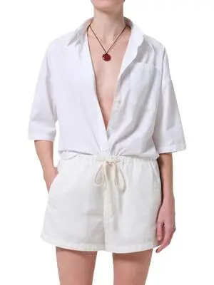 Citizens Of Humanity Frances Cape Cropped Button-up Shirt - Optic White