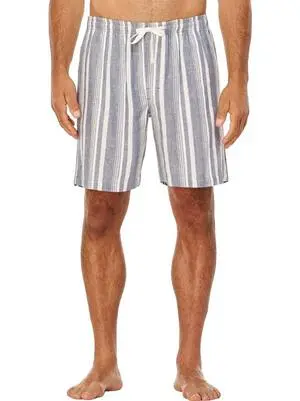 Majestic International Woven Lounge Shorts - Chambray Stripe