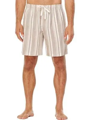 Majestic International Woven Lounge Shorts - Mushroom Stripe