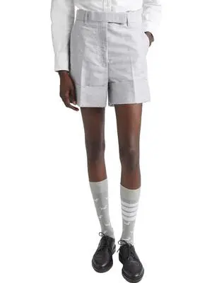 Thom Browne Pinstripe Linen & Cotton Sack Shorts - Light Grey