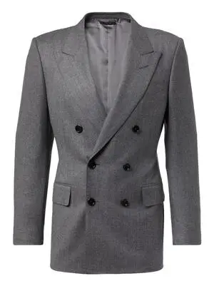 TOM FORD Dyllan Double-breasted Virgin Wool Blazer - Grey