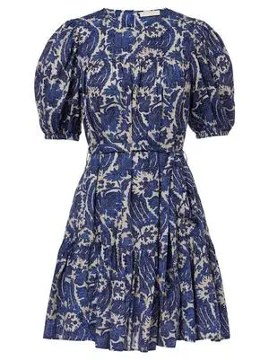 Ulla Johnson Rosalie Printed Cotton-Blend Minidress Blue