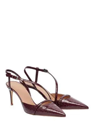MALONE SOULIERS Valeria 70 Leather Slingback Pumps - Burgundy