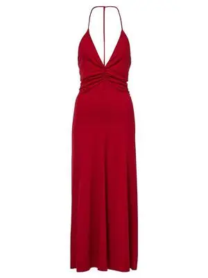Victoria Beckham Gathered Midi Dress - Red