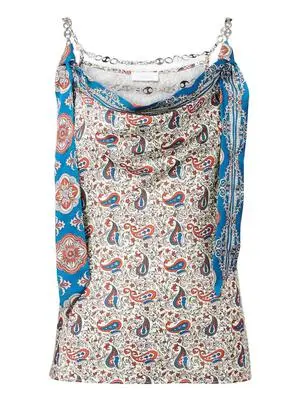 Rabanne Chain-detail Paisley Satin Camisole - Multicoloured