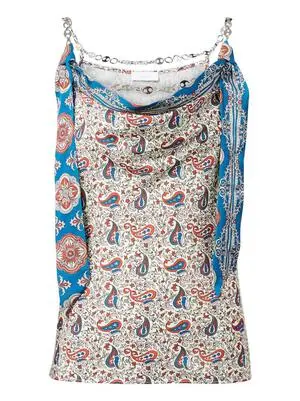 Rabanne Chain-Detail Paisley Satin Camisole Multicoloured