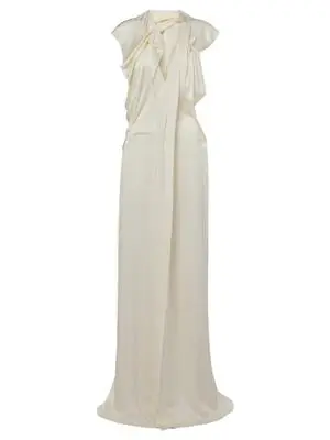 Victoria Beckham Draped Satin Gown - White
