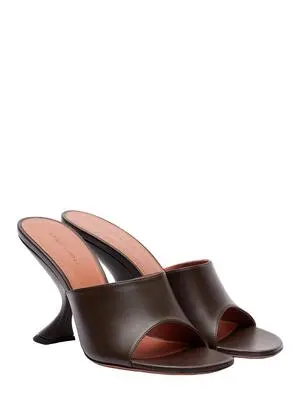 Amina Muaddi Taylor 90 Leather Mules - Brown
