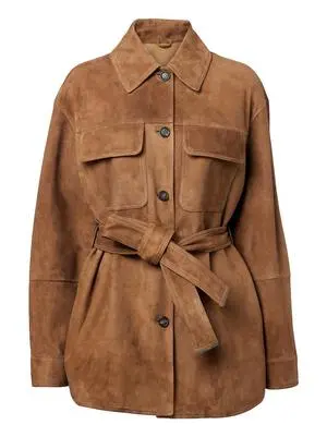 Brunello Cucinelli Belted Suede Field Jacket - Brown