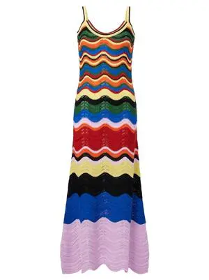 La DoubleJ Chevron Crochet Cotton Maxi Dress - Multicoloured
