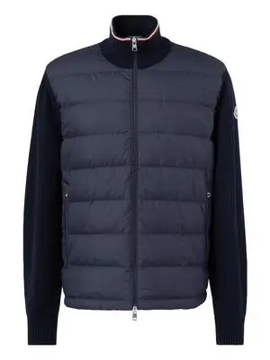 Moncler Down-paneled Cotton Cardigan - Blue