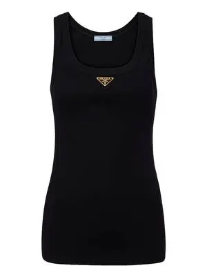 Prada Ribbed-knit Cotton Jersey Tank Top - Black