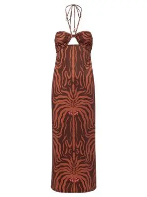 Johanna Ortiz Jungle Palms Printed Midi Dress - Brown