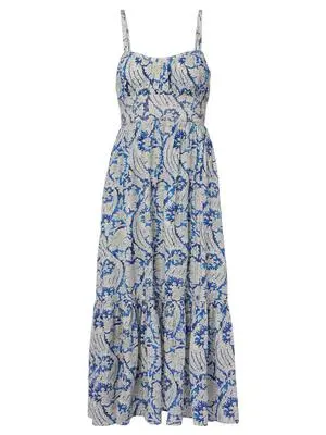 Ulla Johnson Nadine Floral Cotton-blend Midi Dress - Blue