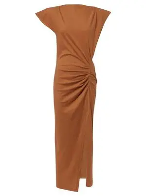 Isabel Marant Nadela Gathered Cotton Maxi Dress - Brown