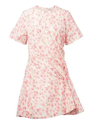 Loewe Floral Gathered Mini Dress Multicoloured