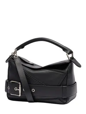 Loewe Puzzle Biker Small Leather Top-handle Bag - Black
