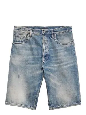 Prada Bleached Denim Bermuda Shorts - Navy