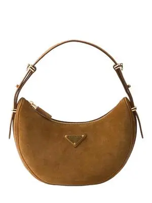 Prada Arqué Suede Shoulder Bag - Cinnamon
