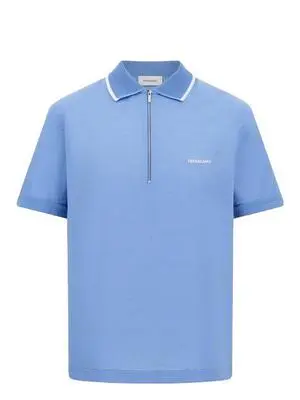 FERRAGAMO Cotton Polo Shirt With Zip Closure - Natural