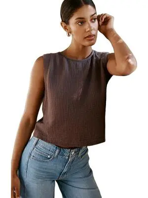 Velvet By Graham & Spencer Milney Cotton Gauze Top - Brown