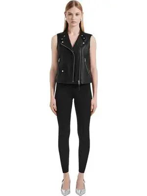 Rudsak Stella Leather Biker Vest - Black