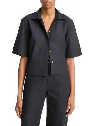 Vince Cotton Cropped Shirt - Black