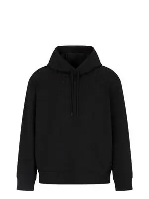 Emporio Armani Lyocell-blend Jacquard Jersey Hooded Sweatshirt - Black