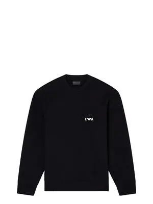 Emporio Armani Jersey Sweatshirt With Super-embossed Ea Embroidery - Black