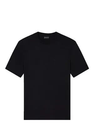 Emporio Armani Modal Jersey T-shirt With Micro Eagle Embroidery - Black