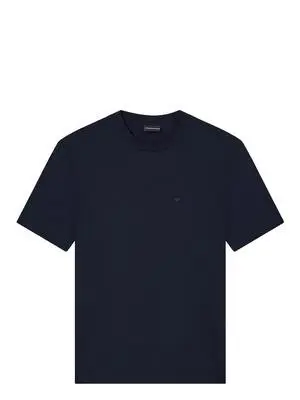 Emporio Armani Modal Jersey T-shirt With Micro Eagle Embroidery - Navy
