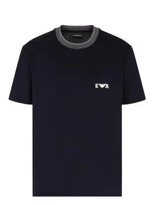 Emporio Armani Asv Piqué T-shirt With Super-embossed Ea Embroidery - Navy