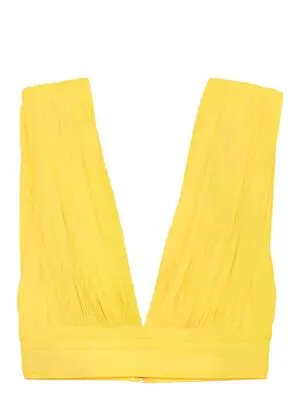 HERVE L. LEROUX Ruched V-neck Top - Yellow