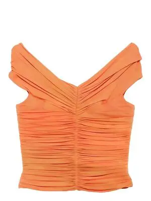 HERVE L. LEROUX Ruched Off-shoulder Top - Orange