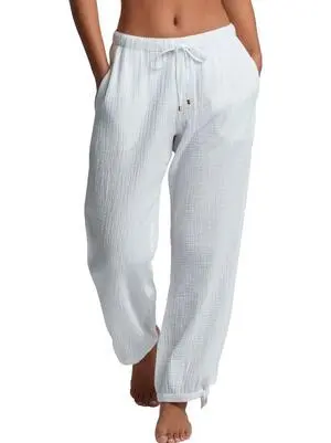 Ralph Lauren Cotton Gauze Straight Leg Pants - White