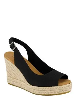 Toms Camilla Slingback Espadrille Wedge Sandals - Black