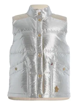Moncler Pinchot Lamé Down Vest - Silver