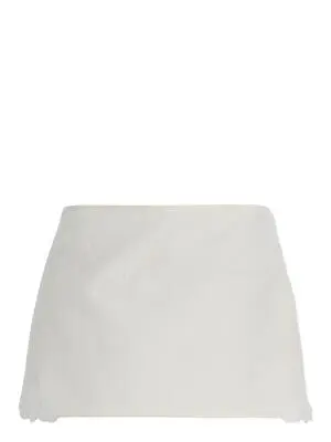 Miu Miu Lace-detailed Linen-cotton Mini Skirt - Neutral